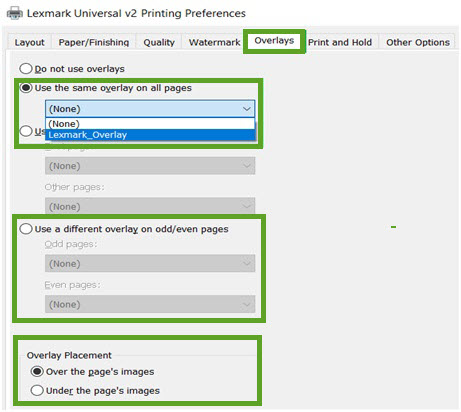 Using and creating overlays | Lexmark XC8355